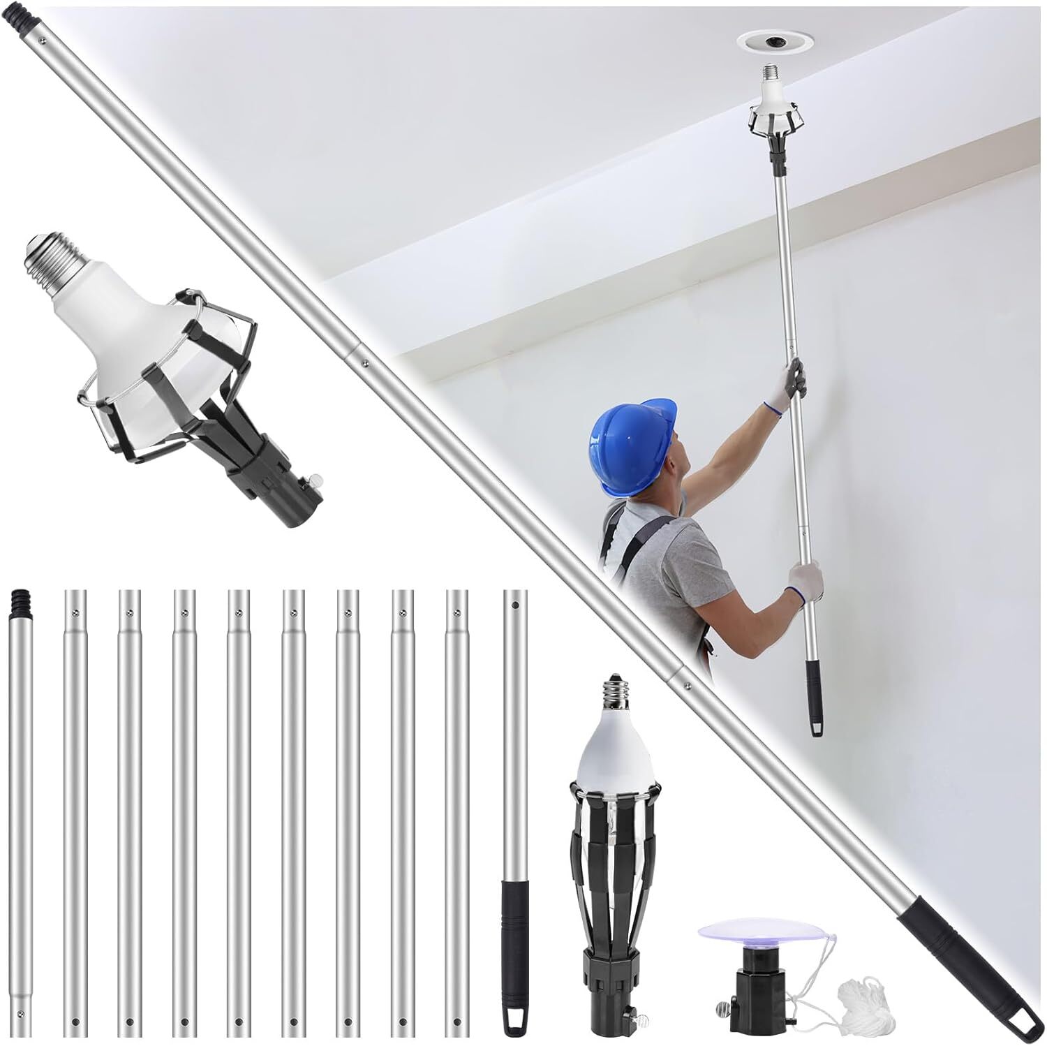 1 Set Bulb Changer High Ceiling Light Bulb Changer Bulb Changing Tool ...