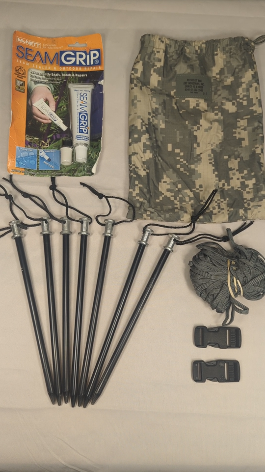 Improved Combat Shelter Repair Kit & Stakes USGI ACU | eBay