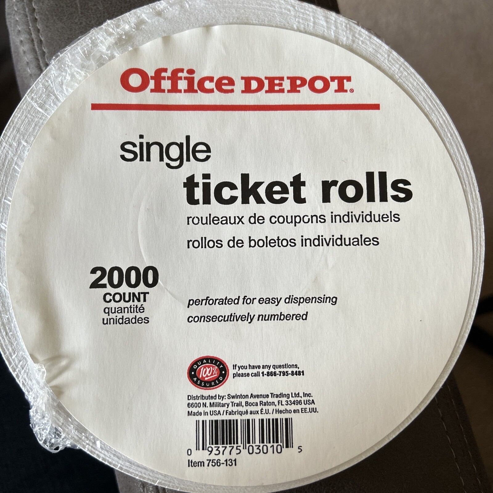 2000 Ticket Rolls, Single Tickets Roll Office Depot Admit One Admission ...