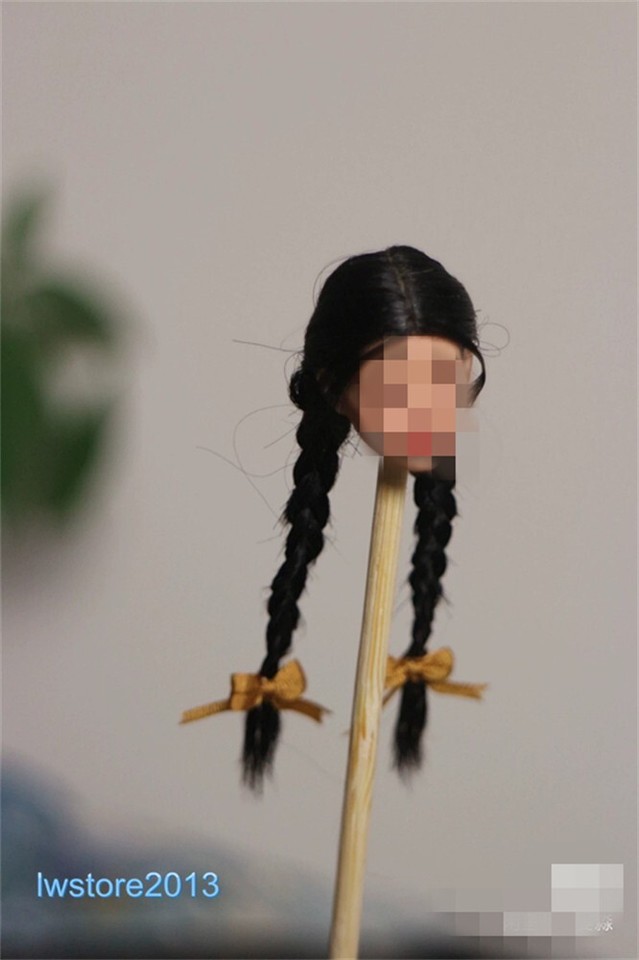 1/6 1/12 Artificial Hair Wig Cover For 12" 6" Female Action Figure Head ...
