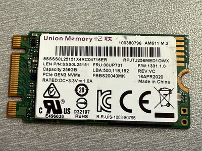 Lenovo ThinkPad E490 Union Memory NVMe 256 Go disque SSD 00UP731 ...