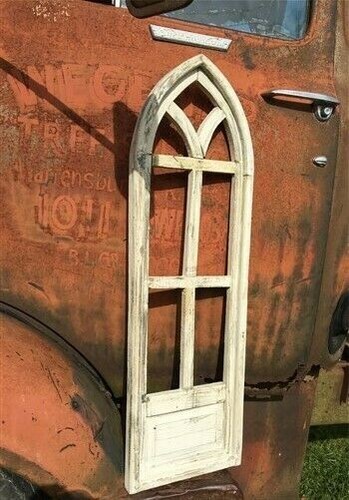 Light Paneled American Gothic Style Wood Window Frame, Arched Farmhouse ...