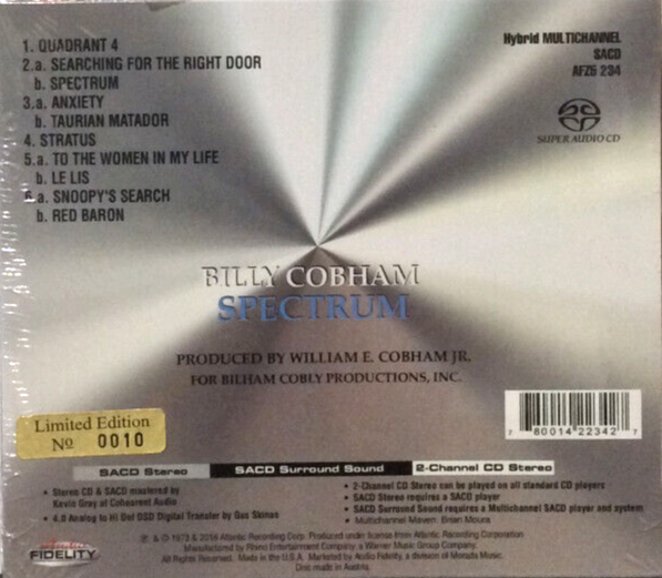 Billy Cobham - Spectrum Audio Fidelity SACD (Hybrid. Low No. 0010) | eBay