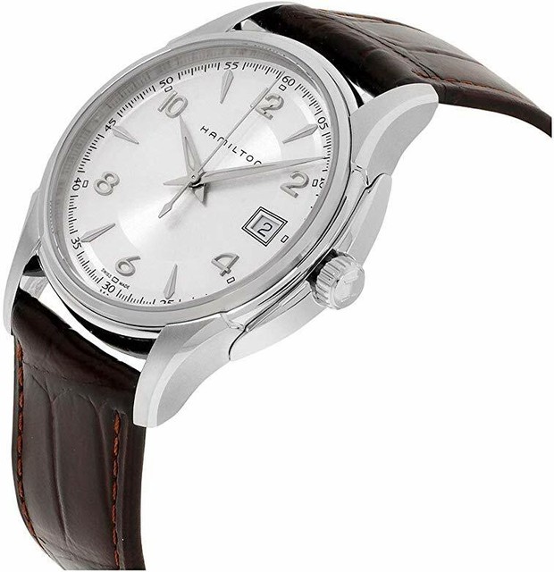 Hamilton Jazzmaster Silver Men's Watch with Brown Leather Band ...