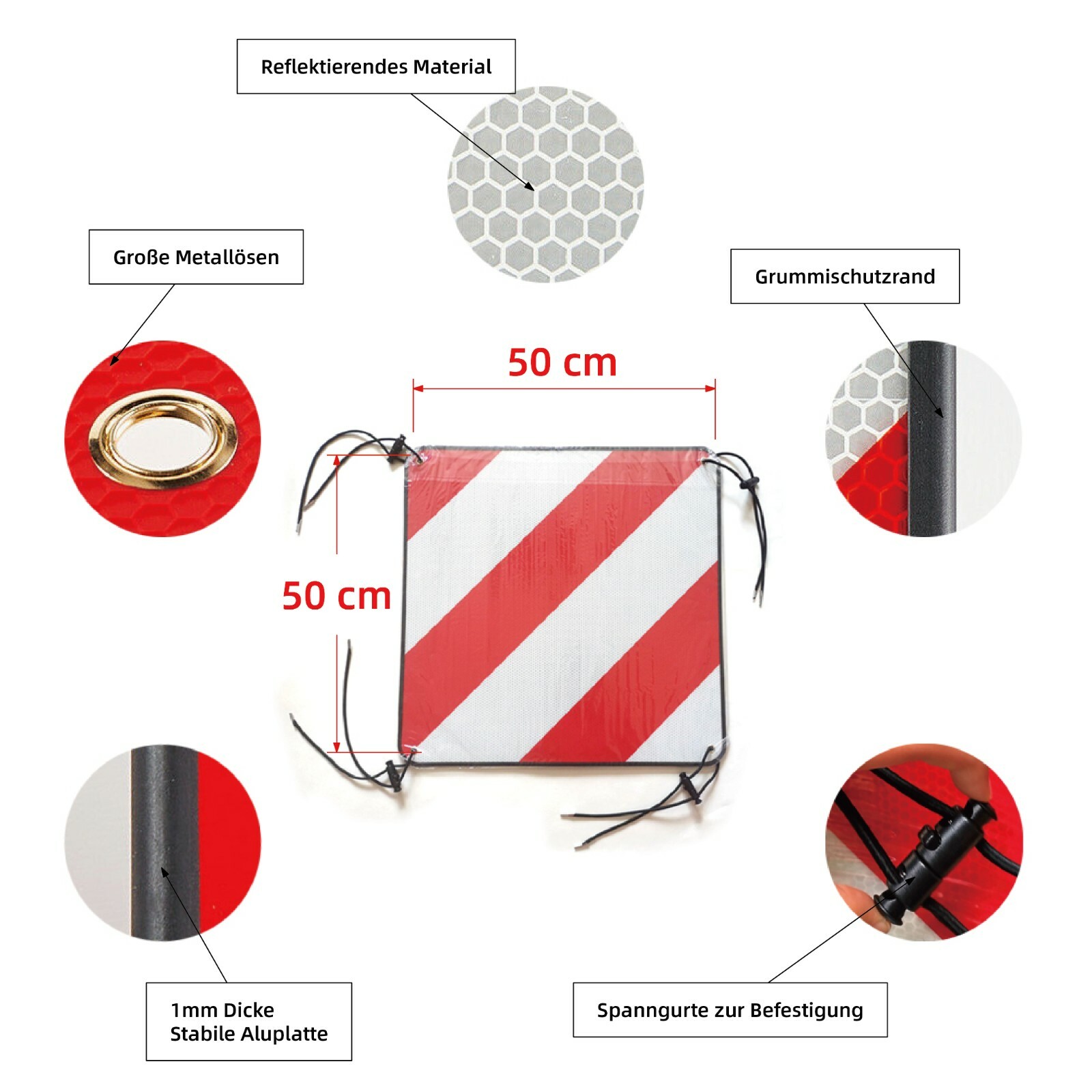 Warntafeln Warnschild reflektierend Italien Spanien 50x50cm Aluminium Heckträger | eBay