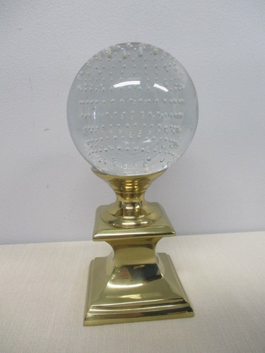 CRYSTAL BALL PAPERWEIGHT with BUBBLES ~ SET ON BRASS STAND | eBay