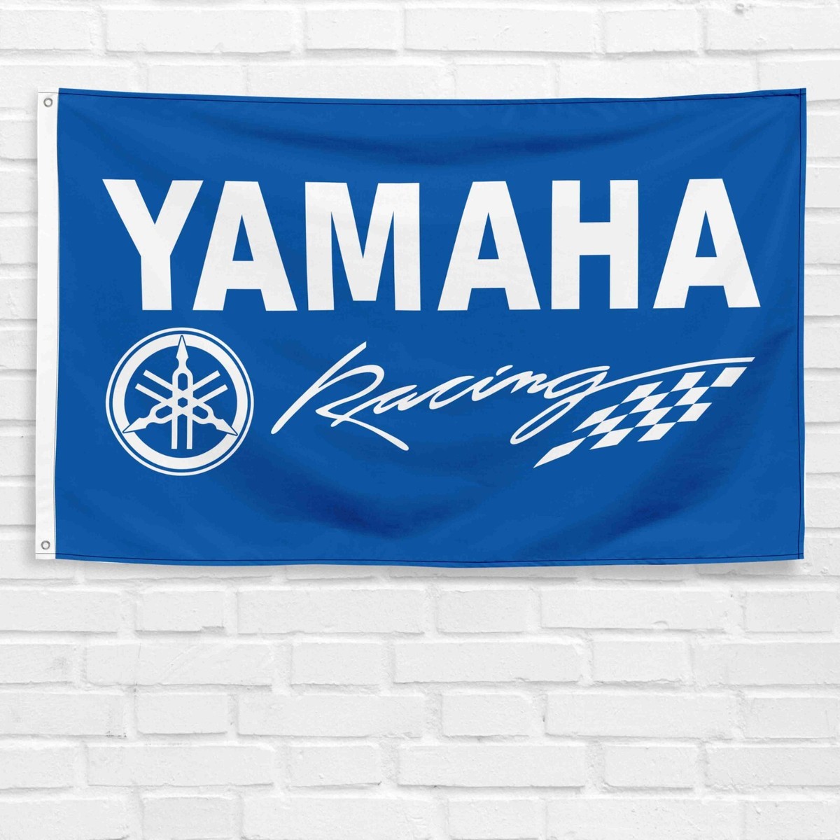 Yamaha Racing Logo Factory YAMAHA LOGO MOTOR GARAGE VLAG ROOD ZWART