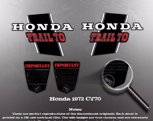 HONDA 1972 CT70 FRAME DECAL GRAPHIC SET | eBay