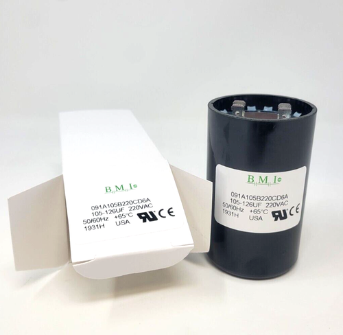 NEW B.M.I. BMI Barker Microfarads 105-126 uf Motor Start Capacitor ...