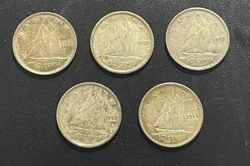 Canada 1942-46 10 Cents Silver Coins: Lot of 5 | eBay