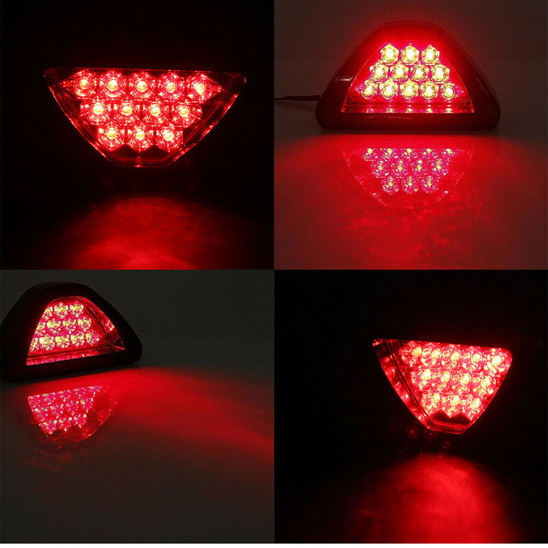 Red Universal F1 Triangle 12 LED Rear Stop 3rd Brake Strobe Flashing ...