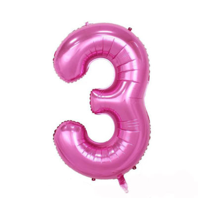 40" Giant Pink Three Year Old Baby First Birthday 3 Month Number Float ...