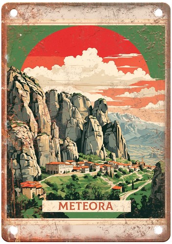 Vintage Meteora Greece Retro Look Travel Poster Metal Sign T3108 | eBay
