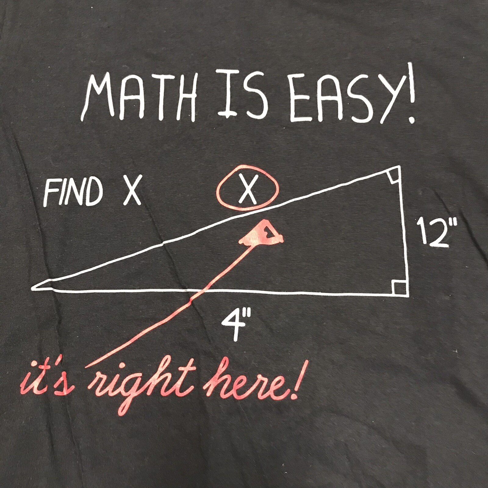 Math is Easy Find X It's Right Here Black Cotton T-Shirt Mens Small | eBay