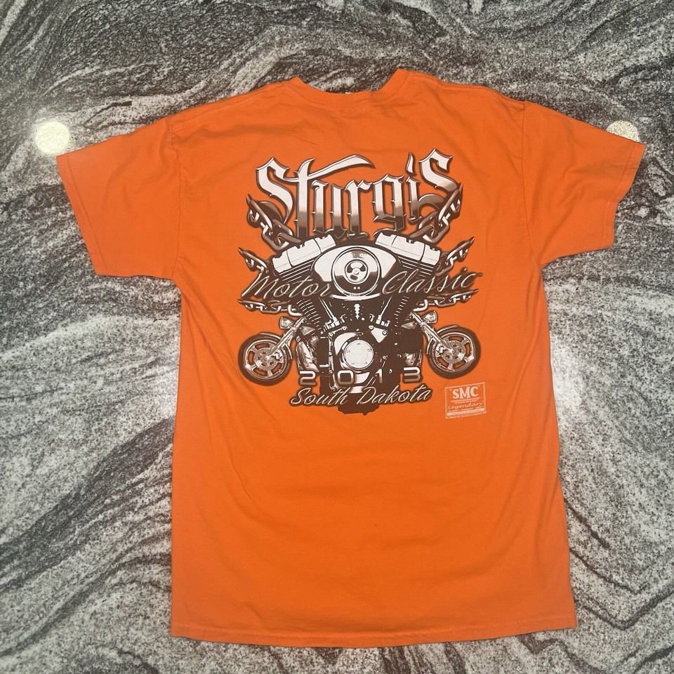 Sturgis T-Shirt 2013 Motorcycle Rally South Dakota Mens Medium Orange ...