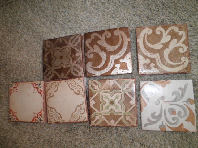 Vintage Walker Zanger Contessa Deco Tiles lot brown white silver green ...