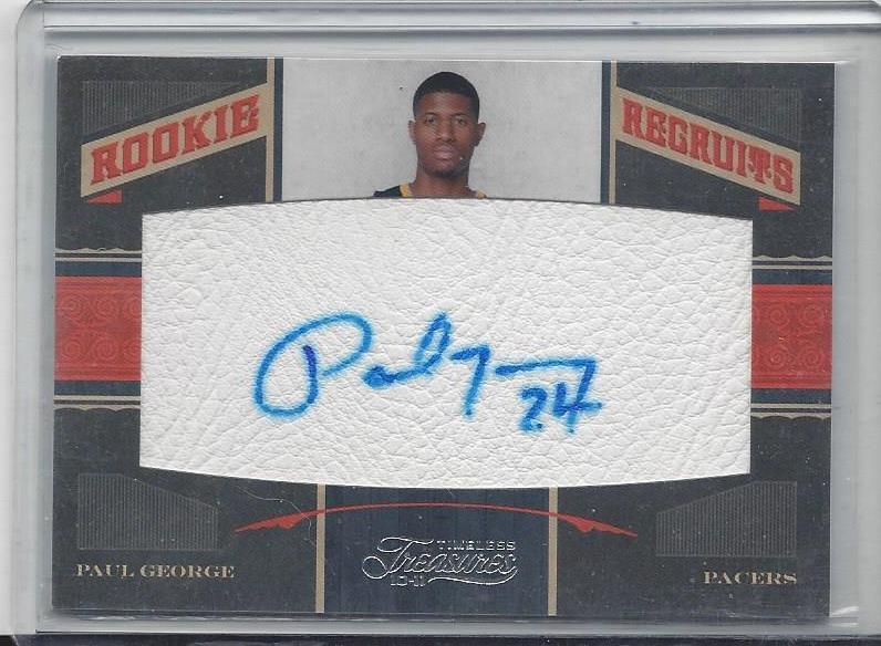 PAUL GEORGE 2010-11 TIMELESS TREASURES ROOKIE RECRUITS ON CARD AUTO RC ...