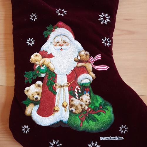 Vintage Santa Claus Morehead Burgandy Christmas Stocking | eBay
