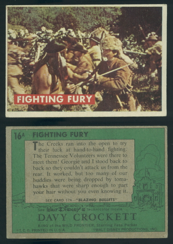 (53513) 1956 Topps 16A Davy Crockett Green Back Fighting Fury-VG+ | eBay