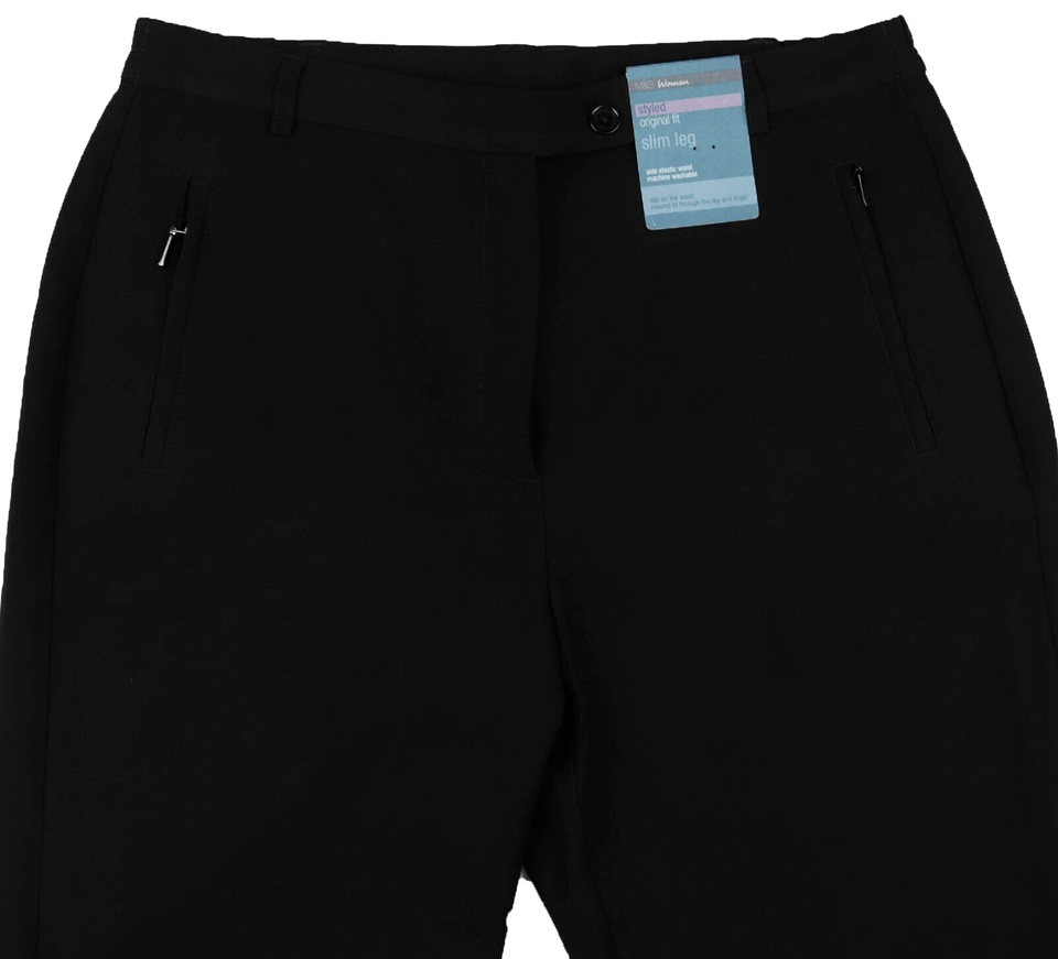 M&S Womens Marks and Spencer Black Slim Leg Trousers Size 20 Petite ...