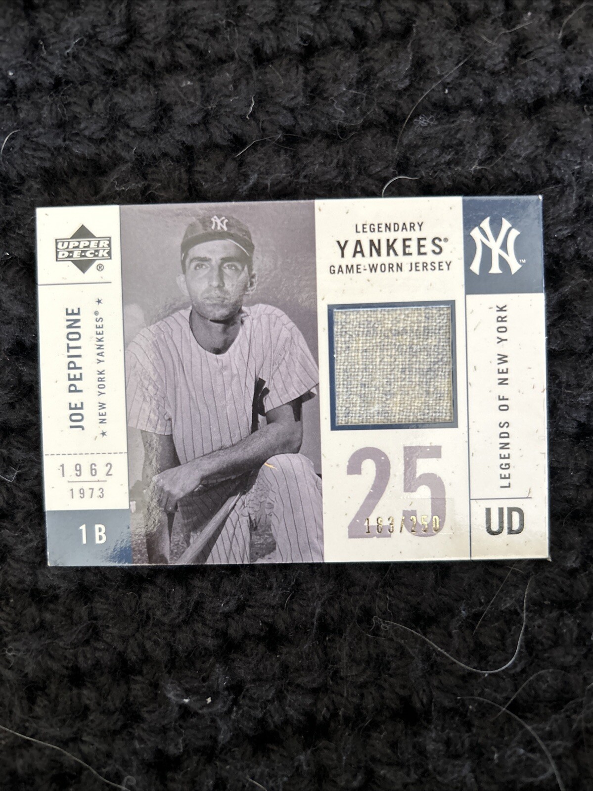 2001 Upper Deck Legends of New York- JOE PEPITONE JERSEY CARD-#183/250 ...