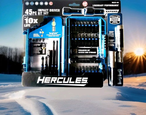 45 Pc Hercules Impact Driver Bit Set Magnetic Guide Drill Torque ...