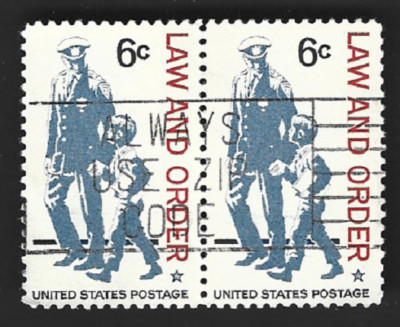 Scott# 1343 6c Law and Order H. Pair with "USE ZIP CODE" slogan cancel ...