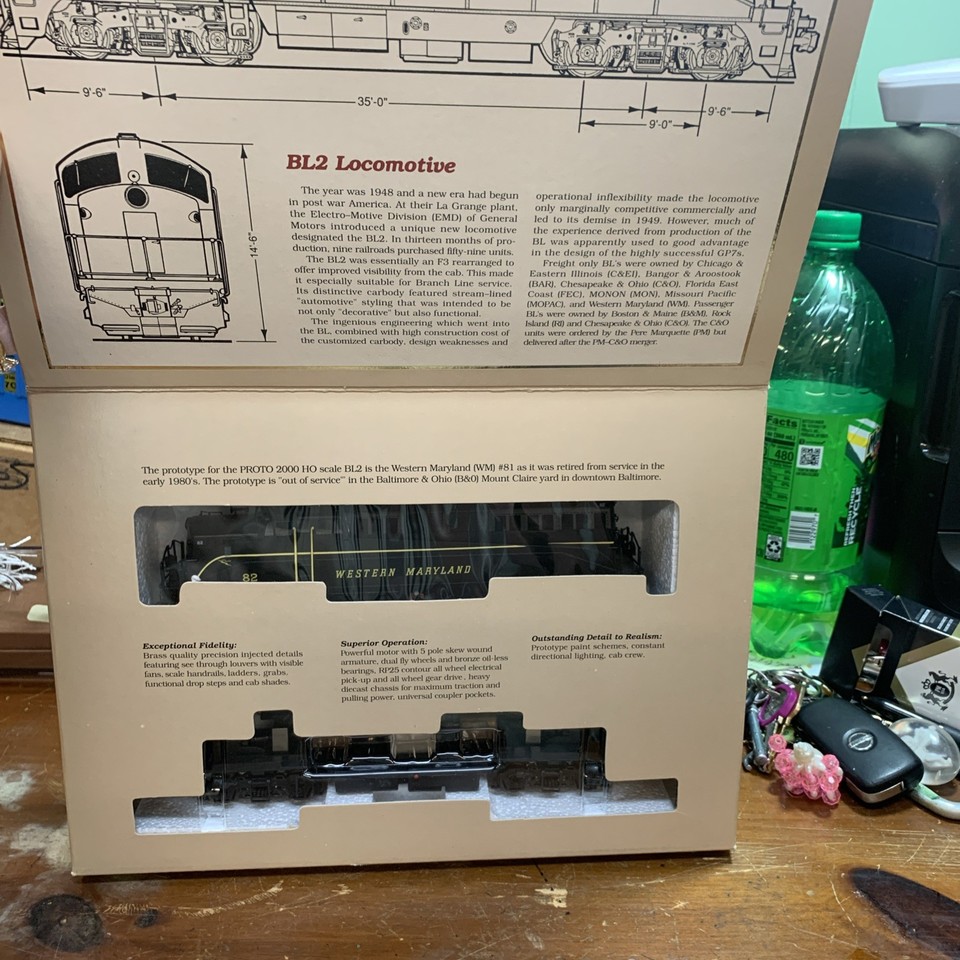 Proto 2000 8698 HO Scale Undecorated Black BL2 Diesel Locomotive LN/Box ...