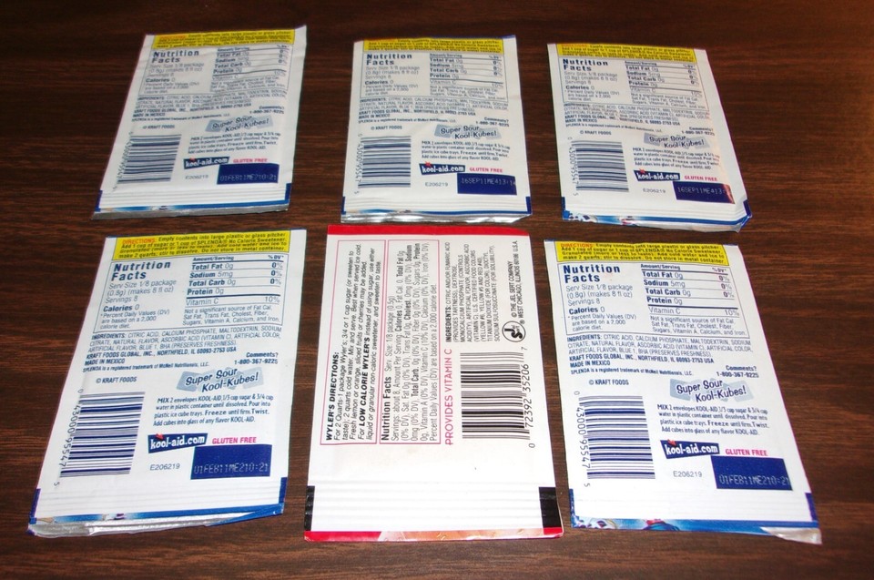 Lot of 5 Vintage Kool Aid Twists Ice Blue Packs & 1 Wyler's - NOT ...