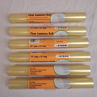 6 Clear Self-Adhesive Laminating Vinyl Rolls 12"x24' Non Thermal ...
