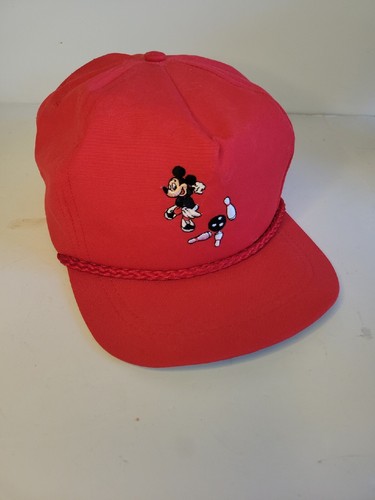 Vtg Mickey Mouse Bowling Red Rope Adjustable Disney La Mode Embroidered ...