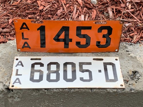 "1913 & 1914 "ALABAMA" Thick Porcelain License Plates, (12"x4.5") *READ ...