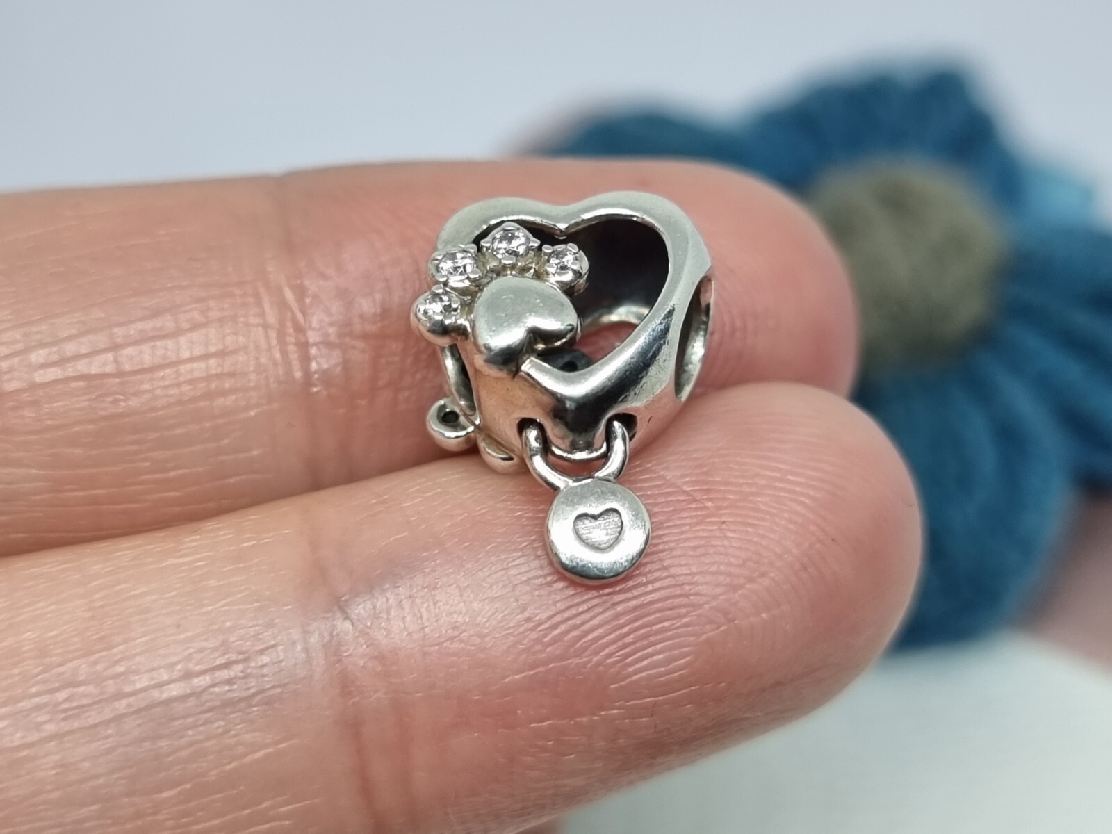Genuine Pandora Sparkling Paw Print & Heart Charm 💕 … - Gem