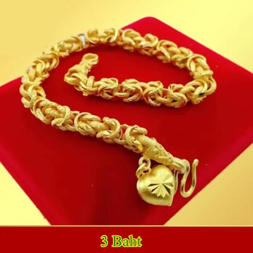 Thai 24k Gold Plated Bracelet Yellow Chain Pendant Weight 3 Baht ...