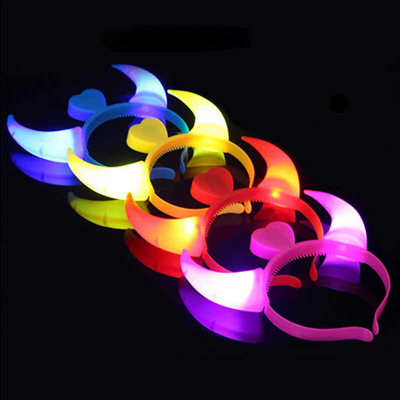 LED Devil Horn Hair Hoops Flashing Horn Children Adults Christmas Party ...