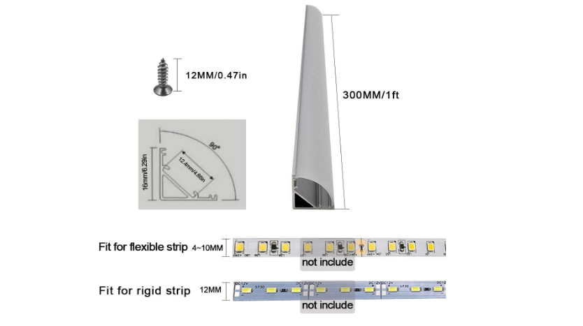 Channel System Cover Led Strip Lights V Shape White End Cap Silver ...