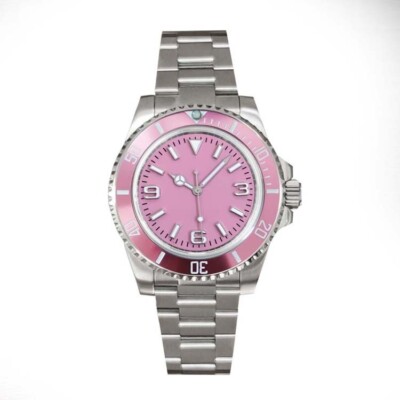 Solid 316L Heavy Stainless Steel Pink Diver Automatic Mechanical Men’s ...