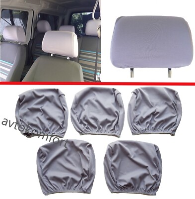 Set of 5 Ps Grey Headrest Covers For Car Van Bus Five Headrest ...