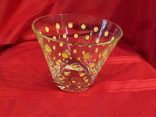 Leaded Glass Yellow Coin Spot Dot Glass Bowl 5" high 6" diameter | eBay