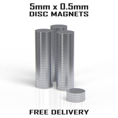 VERY STRONG Small Mini Neodymium Disc Magnets 5mm x 0.5mm Rare Earth ...
