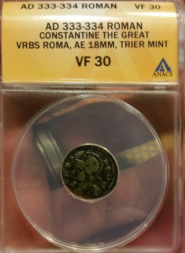 Urbs Roma AD 333-334 . ROMAN Trier Mint. Constantine the Great. ANACS ...