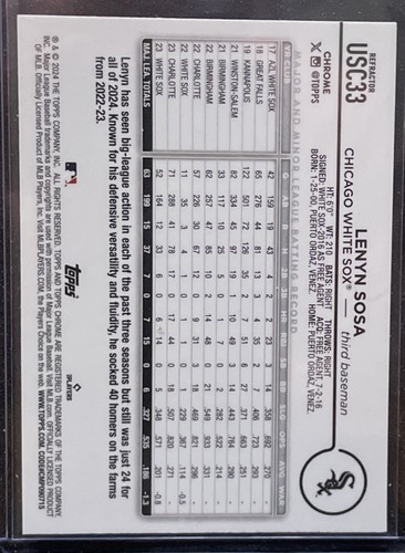 2024 Topps Chrome Update Lenyn Sosa #USC33 Prizm Refractor White Sox | eBay