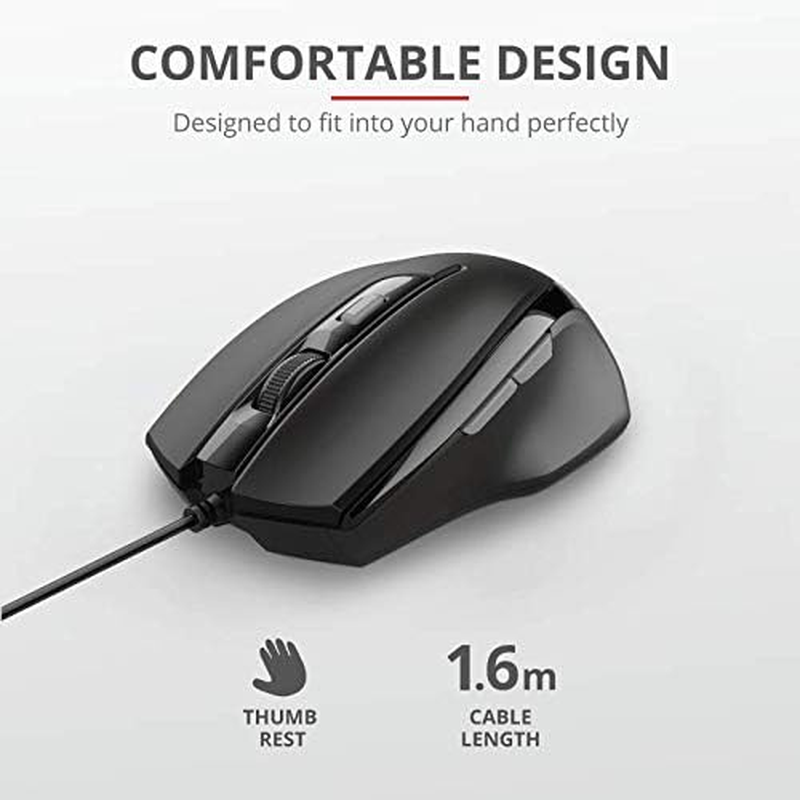 Voca Mouse Con Filo, Forma Confortevole, 800-2400 DPI, Cavo USB 1,6 M ...