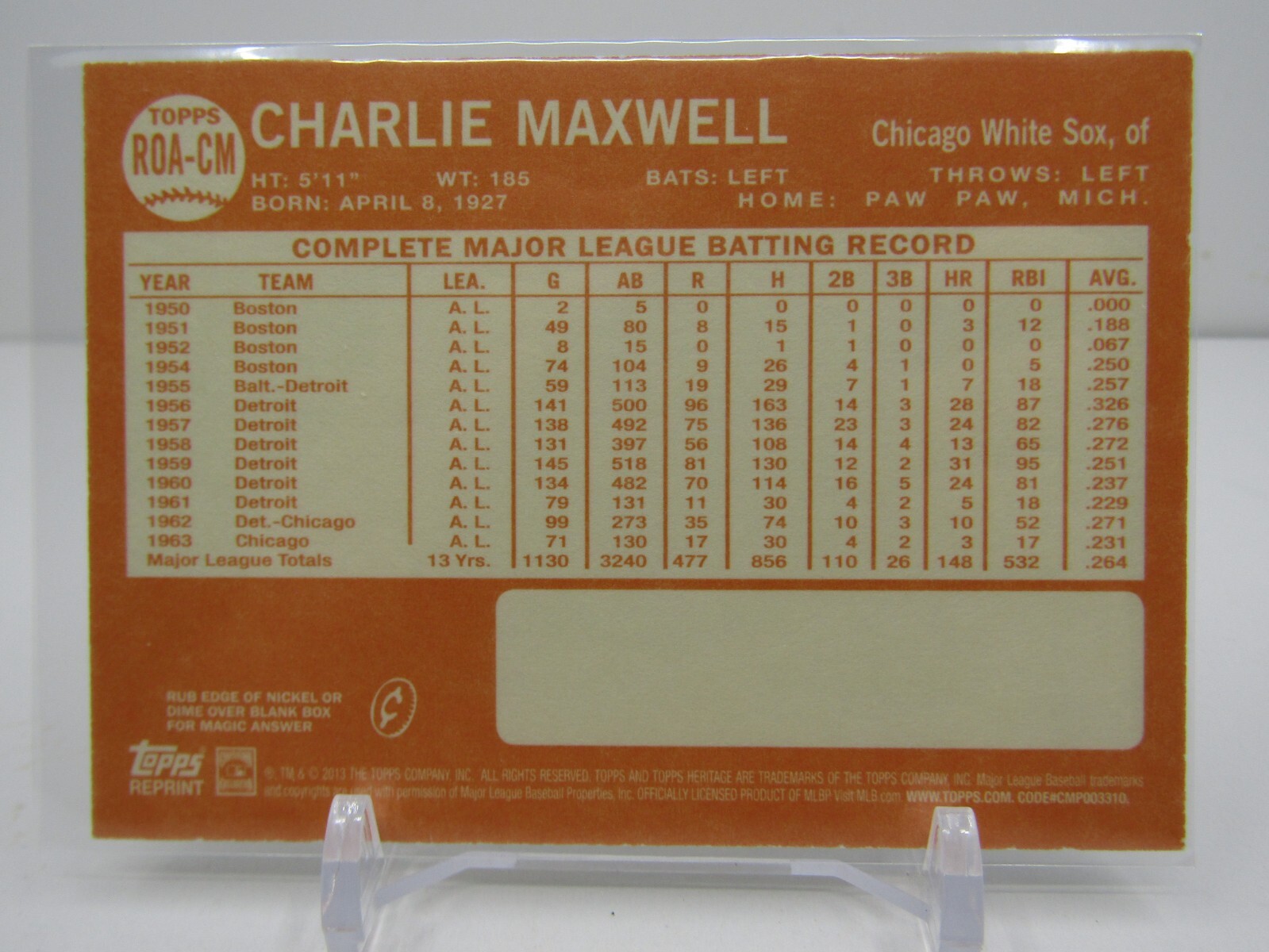 2013 Topps Heritage - Real One Autographs Red Ink #ROA-CM Charlie ...