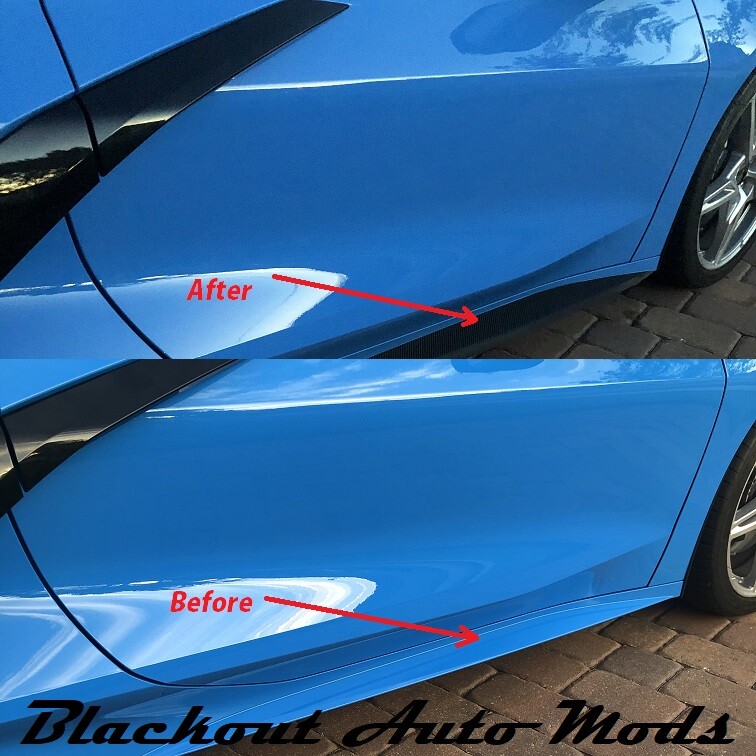 2020-2024 C8 Corvette Stingray Gloss Black Rocker Extension Vinyl Decal ...