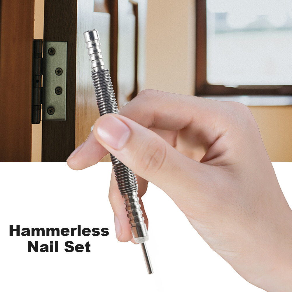 Compact Spring Loaded Hinge Pin Punch Hammerless Nail Set Dual Head ...