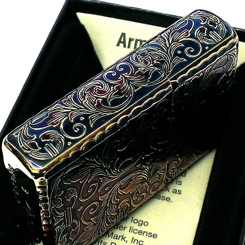 Zippo Armor Case Lighter Arabesque 5 Sided Aurora Gold Inside Unit ...