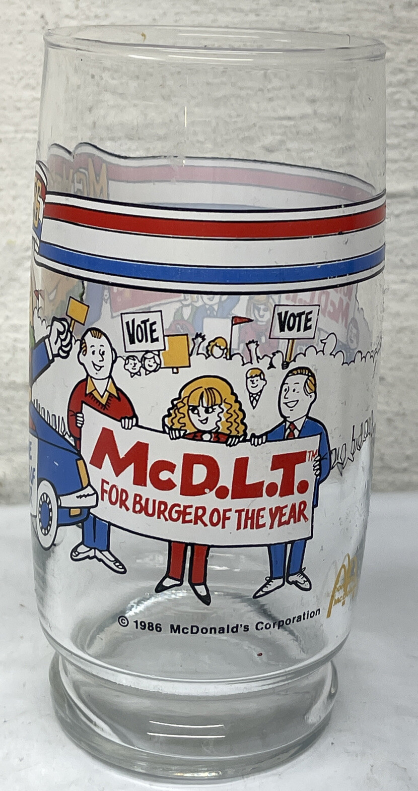 1986 McDonald’s McVote ‘86 16oz 6” Collectors Glass McDLT Burger Of The ...
