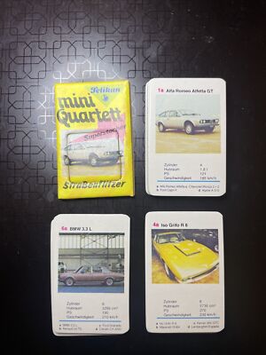 PELIKAN MINI QUARTETT STRAßENFLITZER GERMAN AUTOMOBILE TRADING CARDS ...