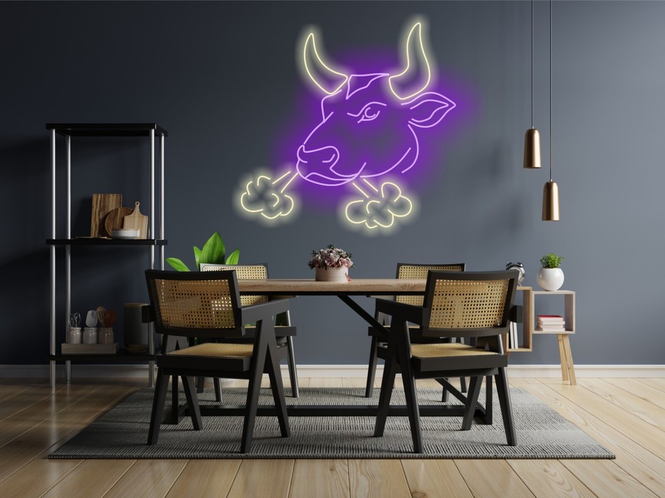 Neon bull, Bull Head Neon, Longhorn Neon Sign, Texas LongHorn Sign(size ...